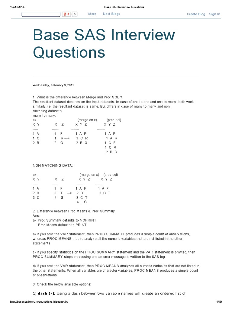 Base SAS Interview Questions | PDF | Technology & Engineering