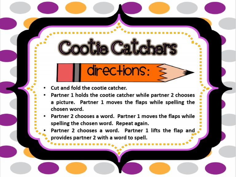 Cootie Catcher Spelling Game Instructions | PDF