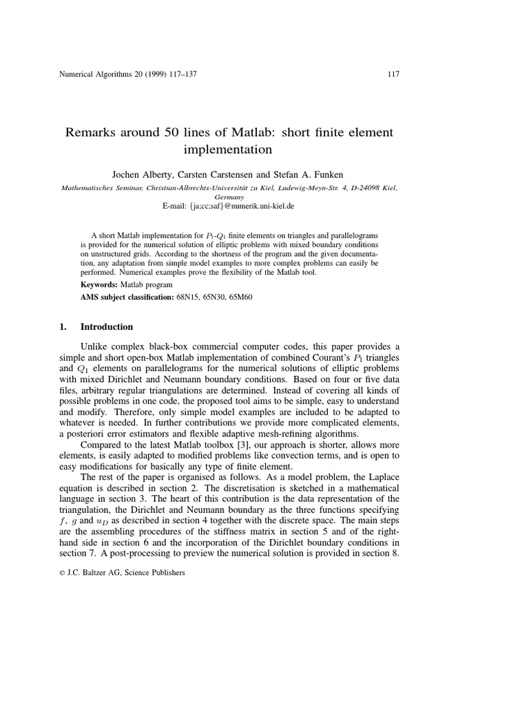 Fem and Matlab | PDF | Finite Element Method | Numerical Analysis