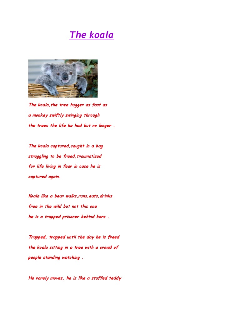 Koala's Journey from Captivity to Freedom | PDF | Poetry