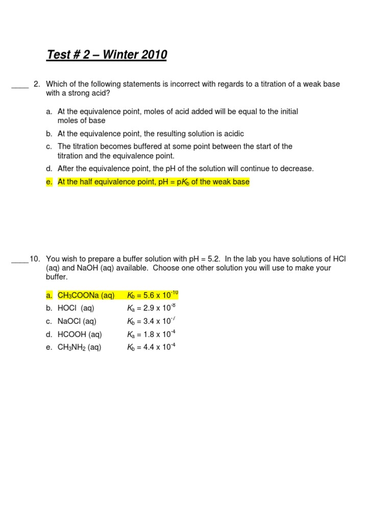 Analysis of Acid-Base Concepts on a Chemistry Exam | PDF | Ph | Acid