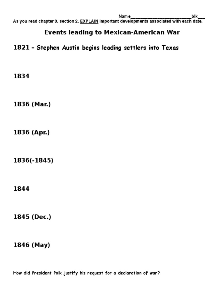Mexican-American-War-Timeline Ws | PDF | Travel | History