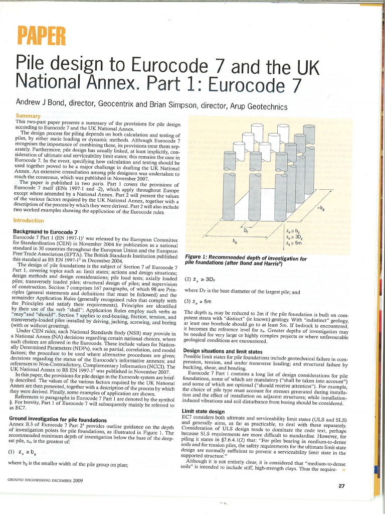 Bond GE 2010 Part 1 Pile Design To EC7 | PDF