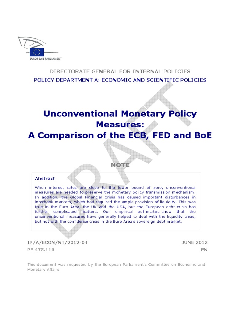 Unconventional Monetary Policy Measures - A Comparison of The Ecb, Fed ... Unconventional Monetary Policy Measures - A Comparison of The Ecb, Fed ...