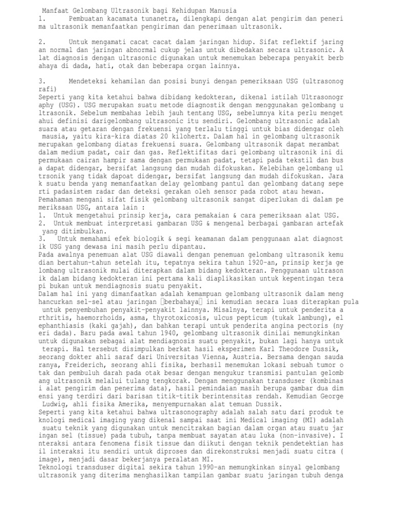 Manfaat Gelombang Ultrasonik | PDF