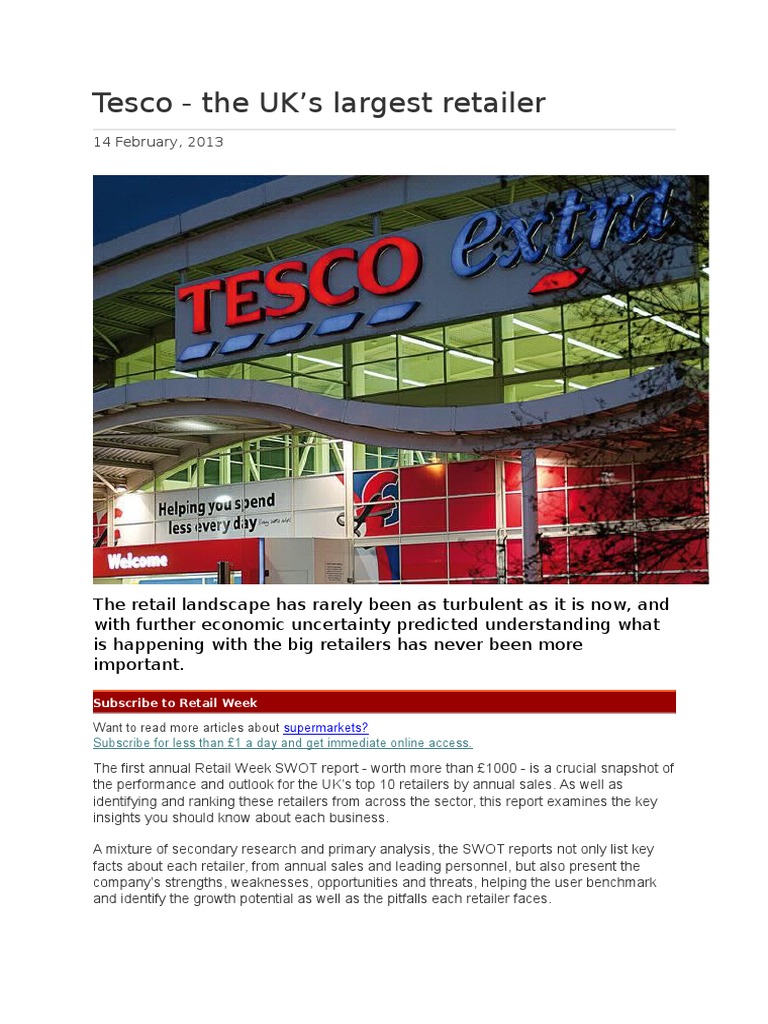 Tesco Swot | PDF | Tesco | Retail