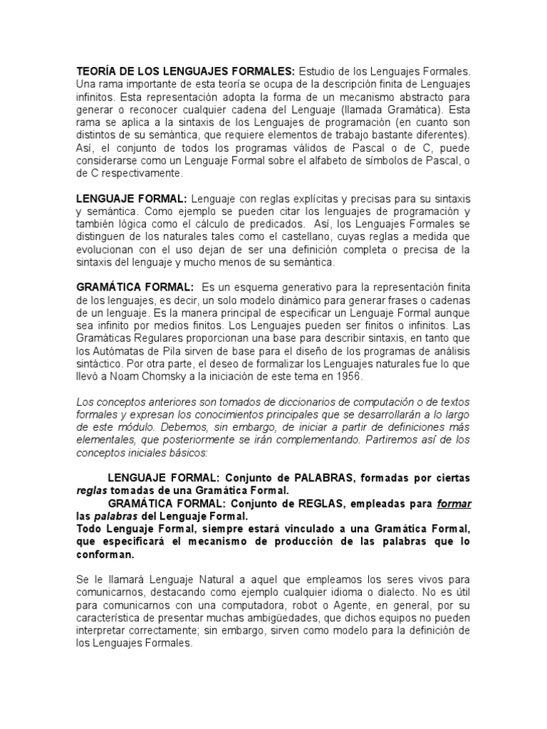 1-.Teoría de Los Lenguajes Formales | PDF | Lenguaje de programación ...