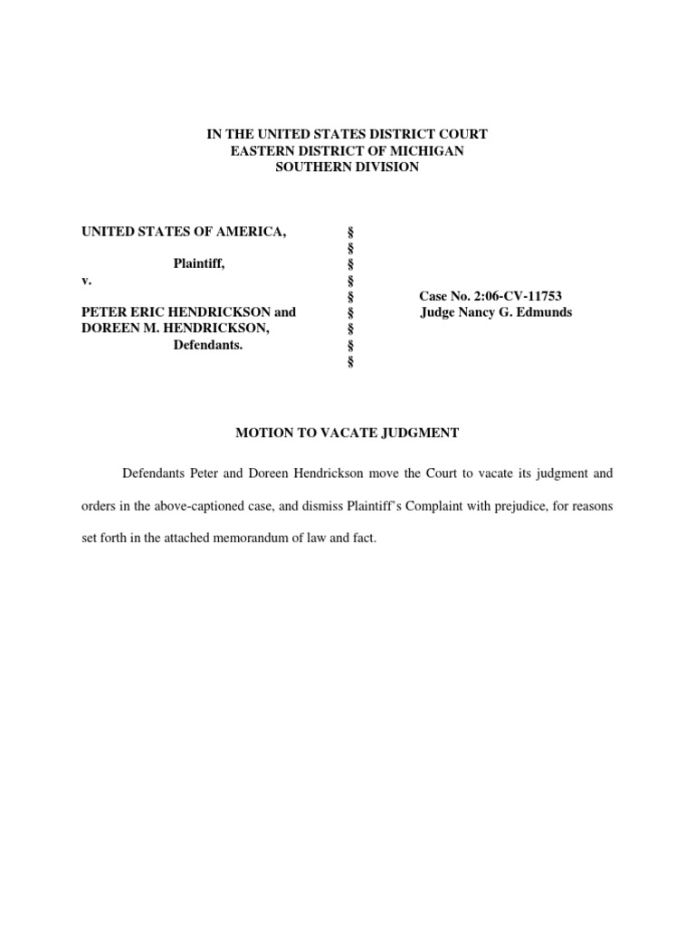 Post Motion to Vacate | Federal Rules Of Civil Procedure | Lawsuit