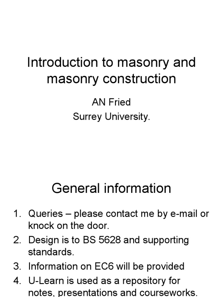 Introduction to Masonry Construction Basics | PDF | Mortar (Masonry ...