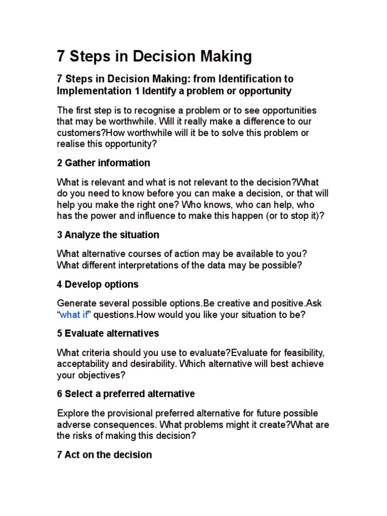 7 Steps in Decision Making | PDF | Career & Growth | Business