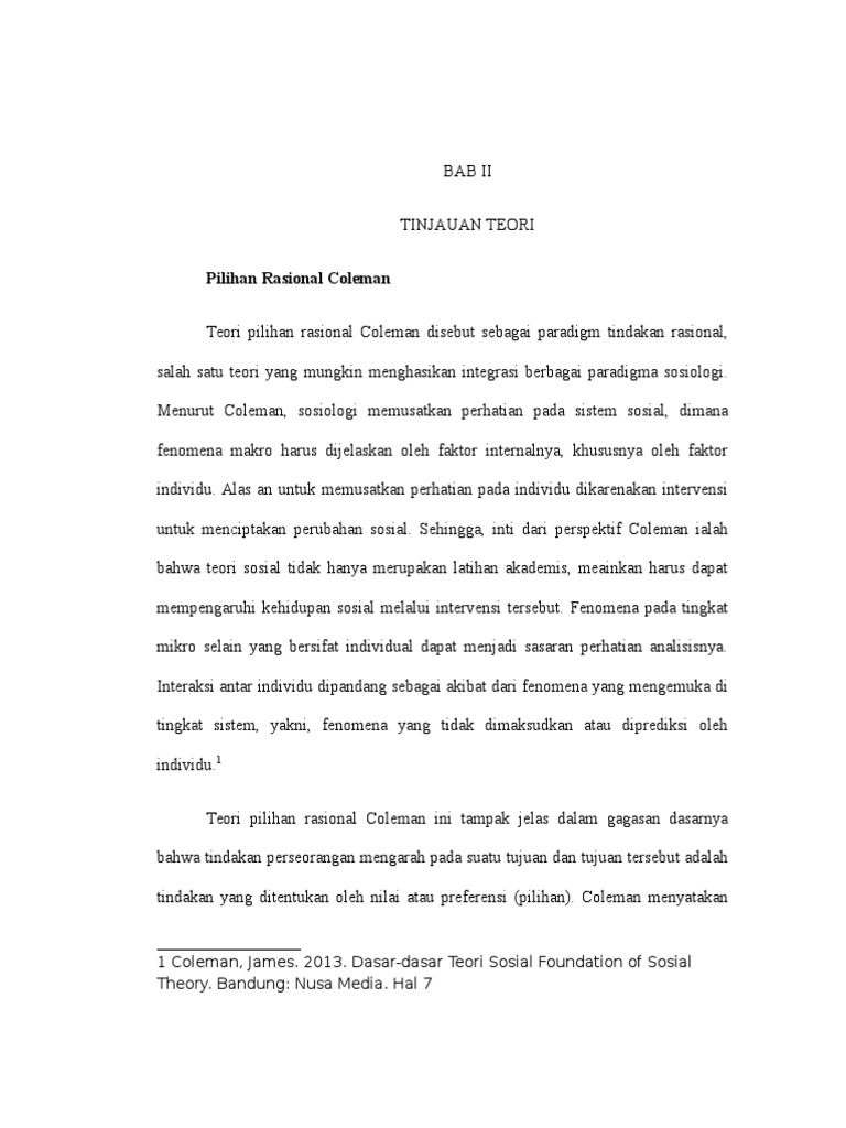 Kajian Teori Rasionalitas James Coleman | PDF