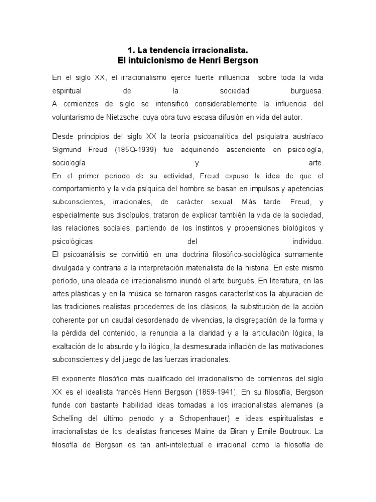 Intuicionismo de Henri Bergson | PDF | Henri Bergson | Sigmund Freud