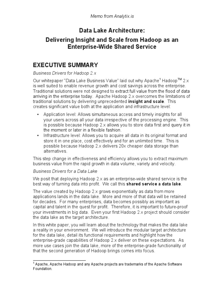 Data Lake Architecture: Delivering Insight and Scale From Hadoop As An ...