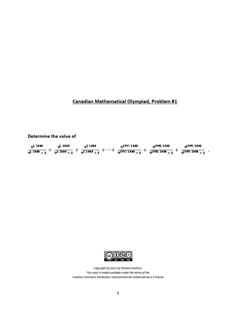 Canadian Math Olym Problem PDF | PDF | Fraction (Mathematics ...