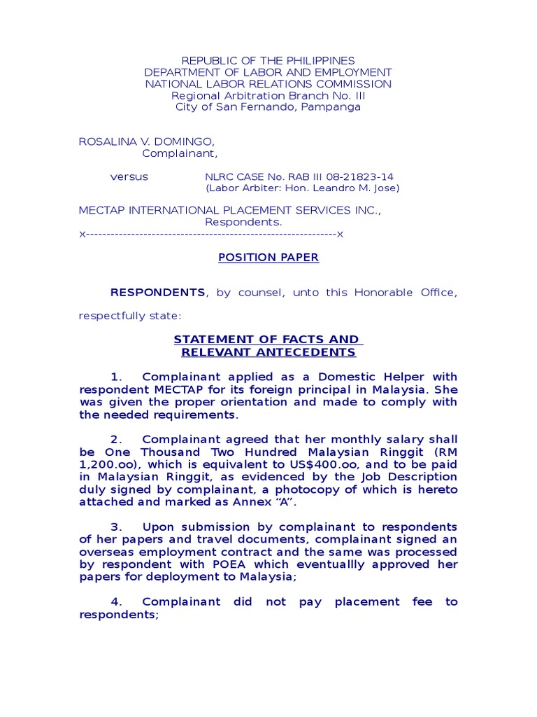 Sample Position Paper | PDF