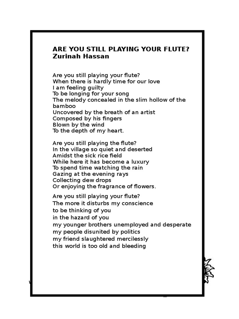 Are You Still Playing Flute Poem 1 | PDF | Art | Poetry