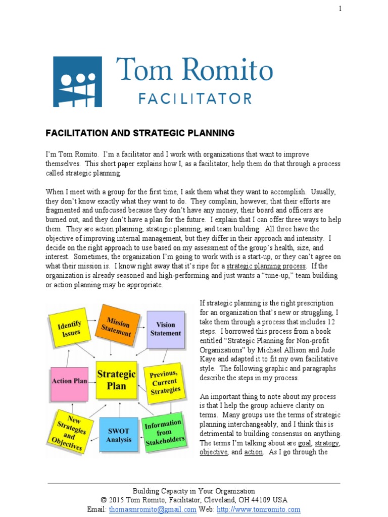 Facilitation and Strategic Planning by Tom Romito, Facilitator | PDF ...