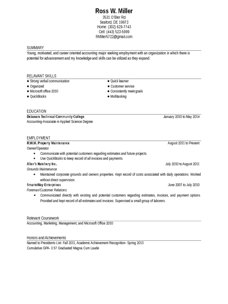 Ross Miller Resume | PDF