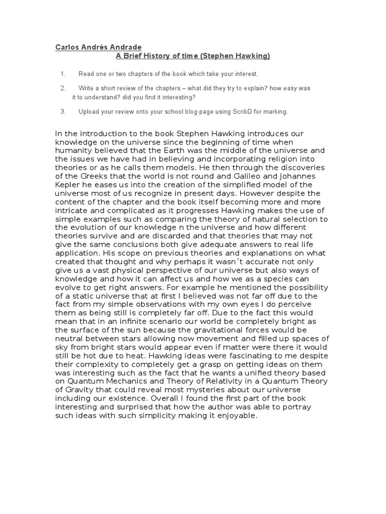 A Brief History of Time | PDF | Universe | Theory