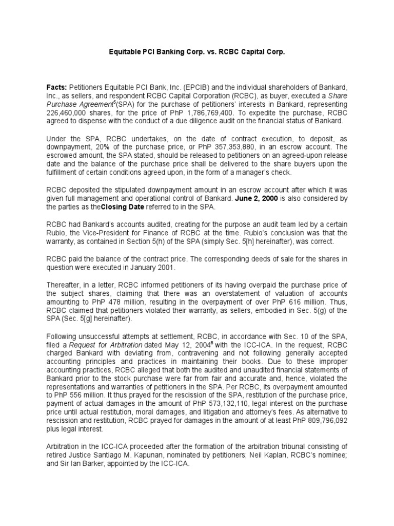 #1 Equitable PCI Banking Corp (Digest) | PDF | Arbitration | Judiciaries