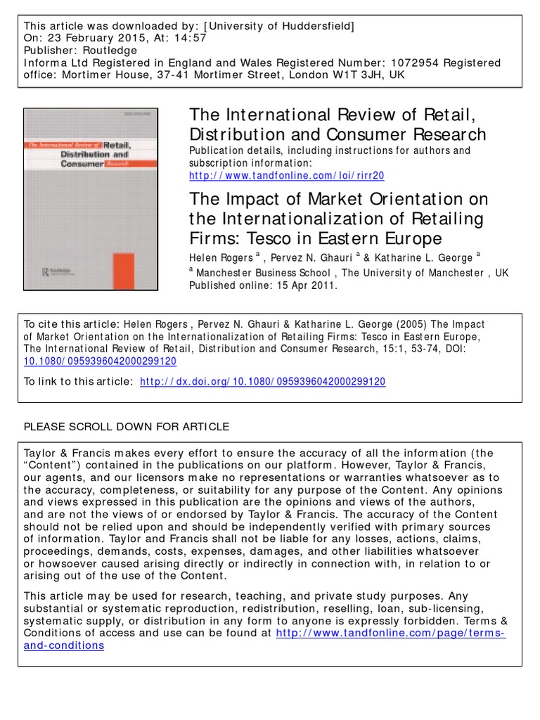 Tesco's Market Orientation in Eastern Europe | PDF | Tesco ...