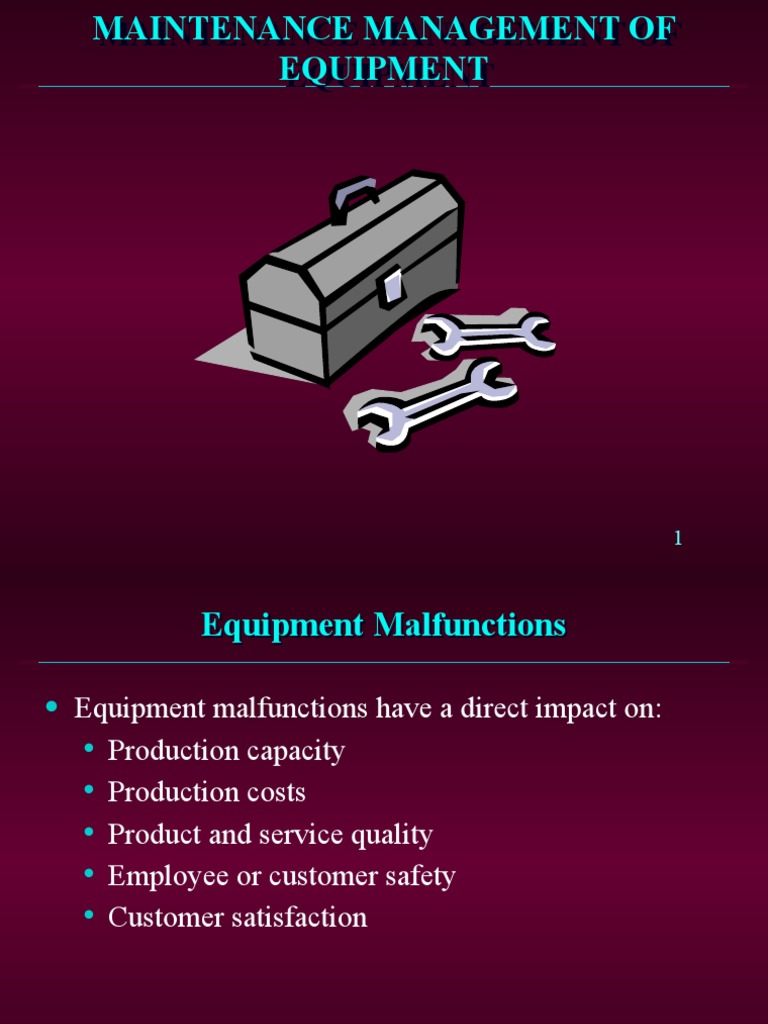 Maintenance Management of Equipment | PDF | Maintenance | Automation