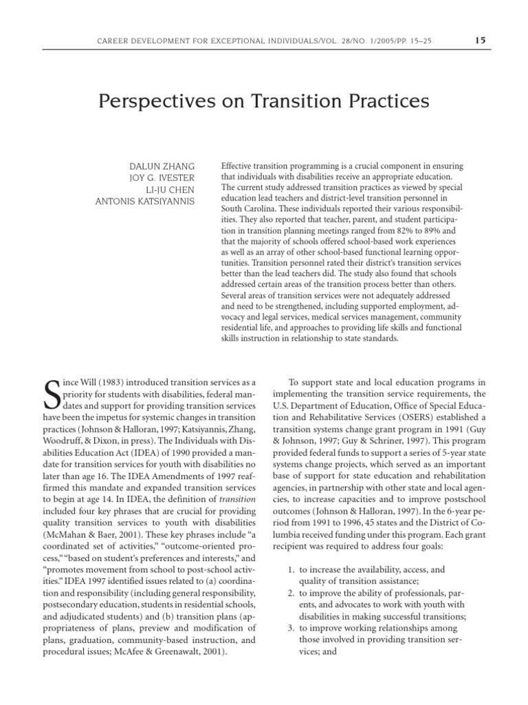 Transition Practices for Students with Disabilities | PDF | Special ...