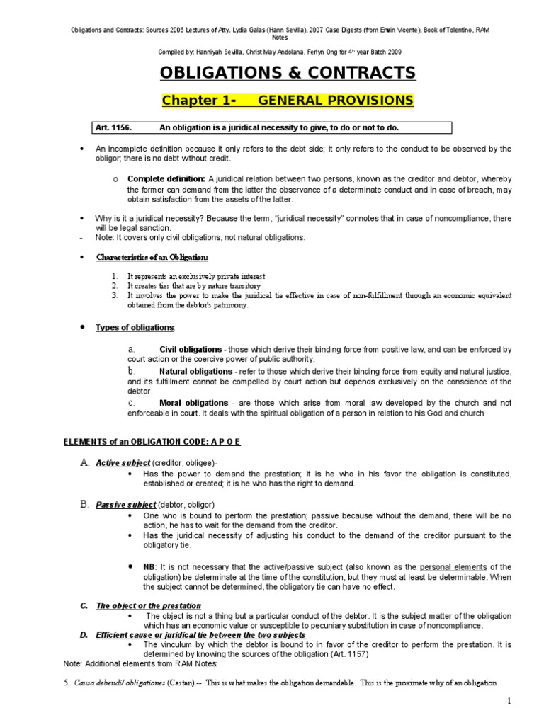 ObliCon Reviewer (Tolentino) | PDF | Negligence | Burden Of Proof (Law)