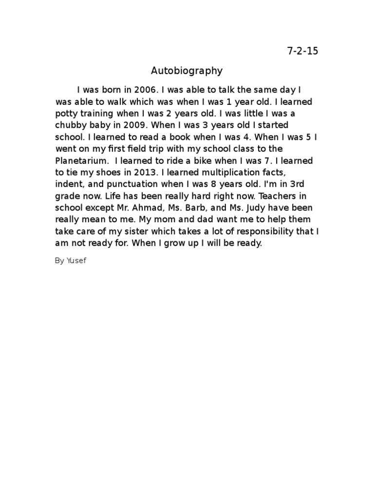 Yusef's Childhood Autobiography | PDF