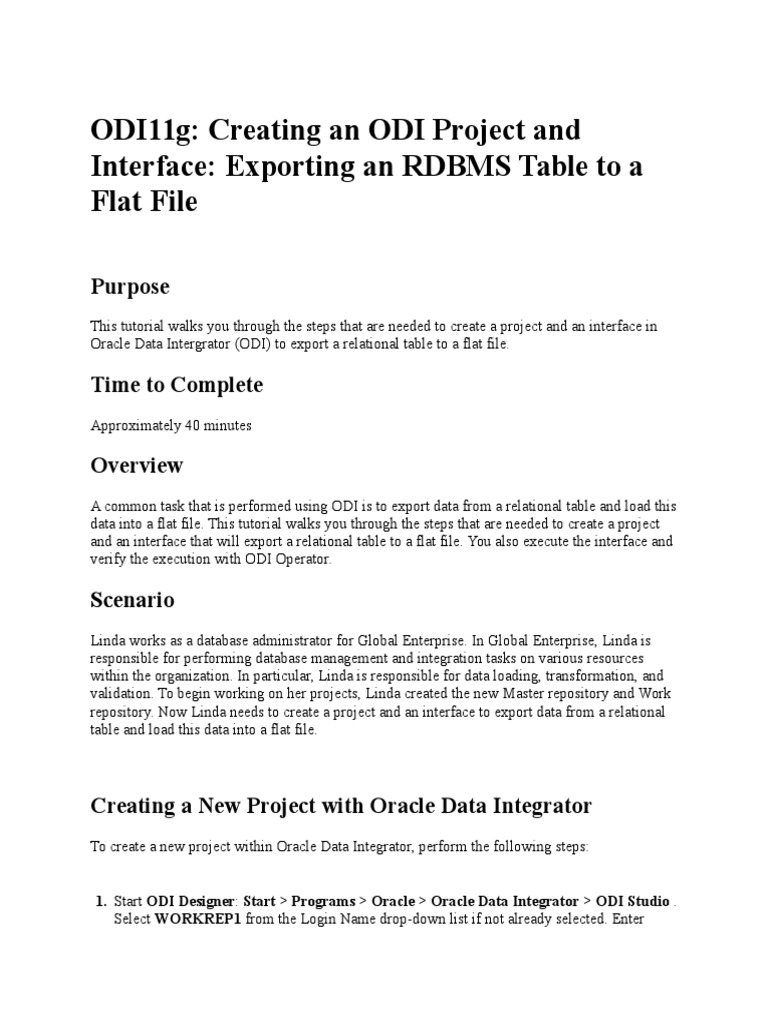 ODI: Export RDBMS Table to Flat File | PDF | Oracle Database | Sql