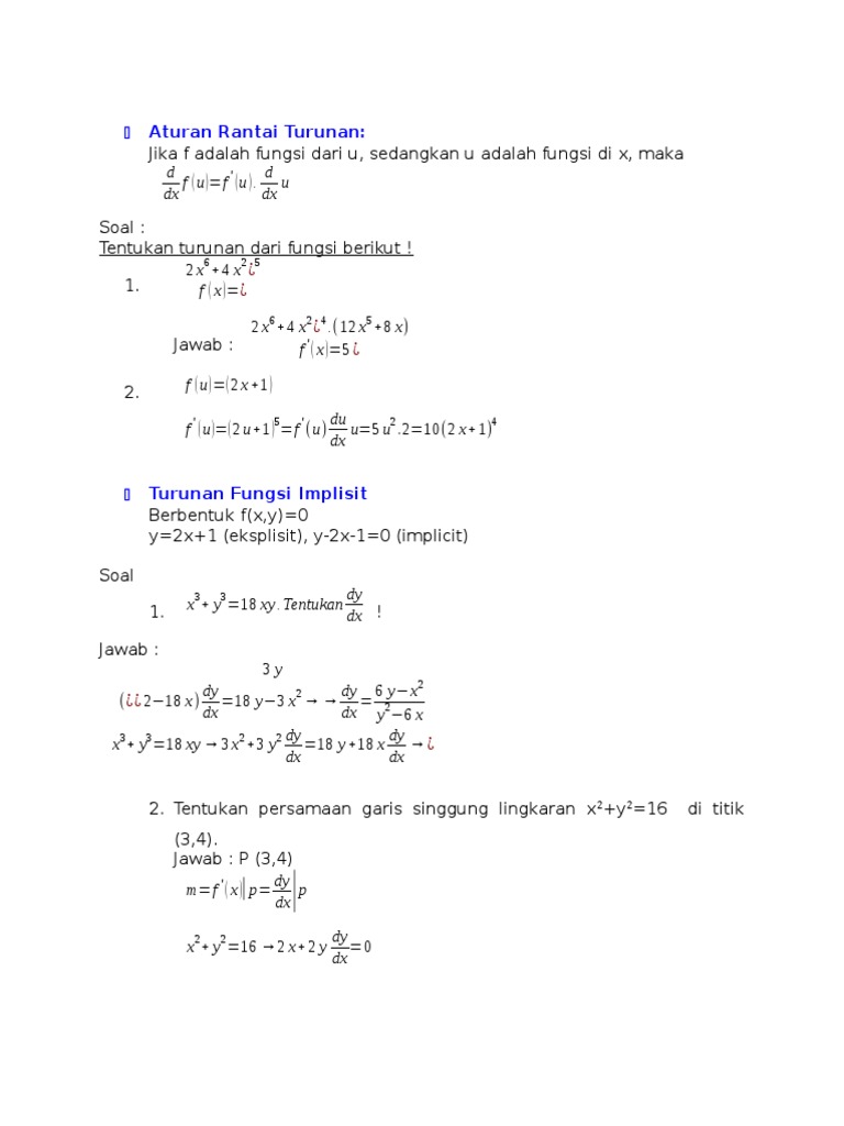 Aturan Rantai Turunan | PDF
