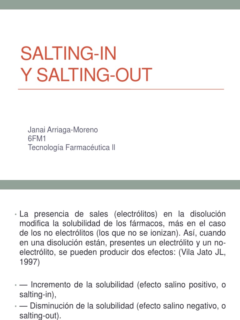 Salting In, Out | PDF | Propiedades del agua | Ion