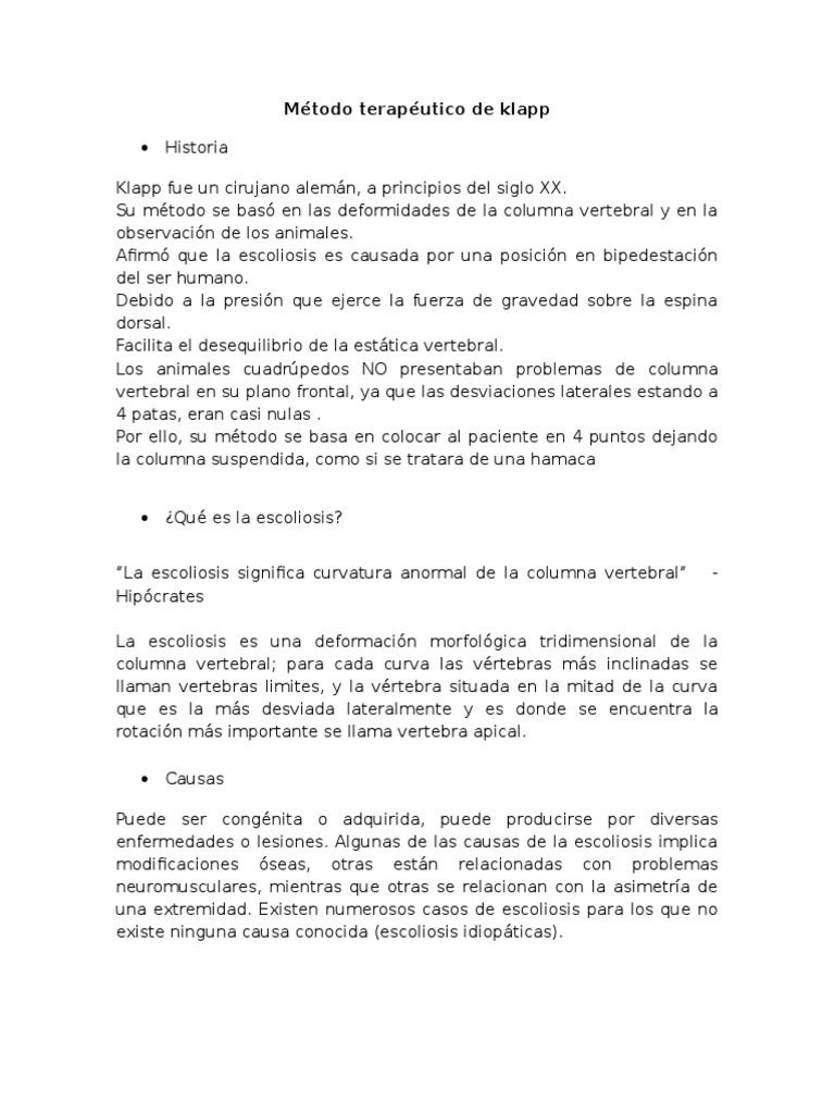 Ejercicios del Método Klapp para Escoliosis | PDF | Escoliosis | La ...