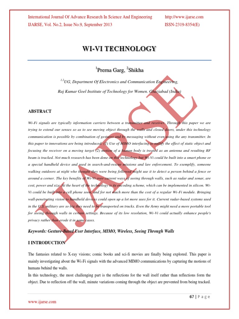 Wi-Vi Technology: See Through Walls | PDF | Ultra Wideband ...