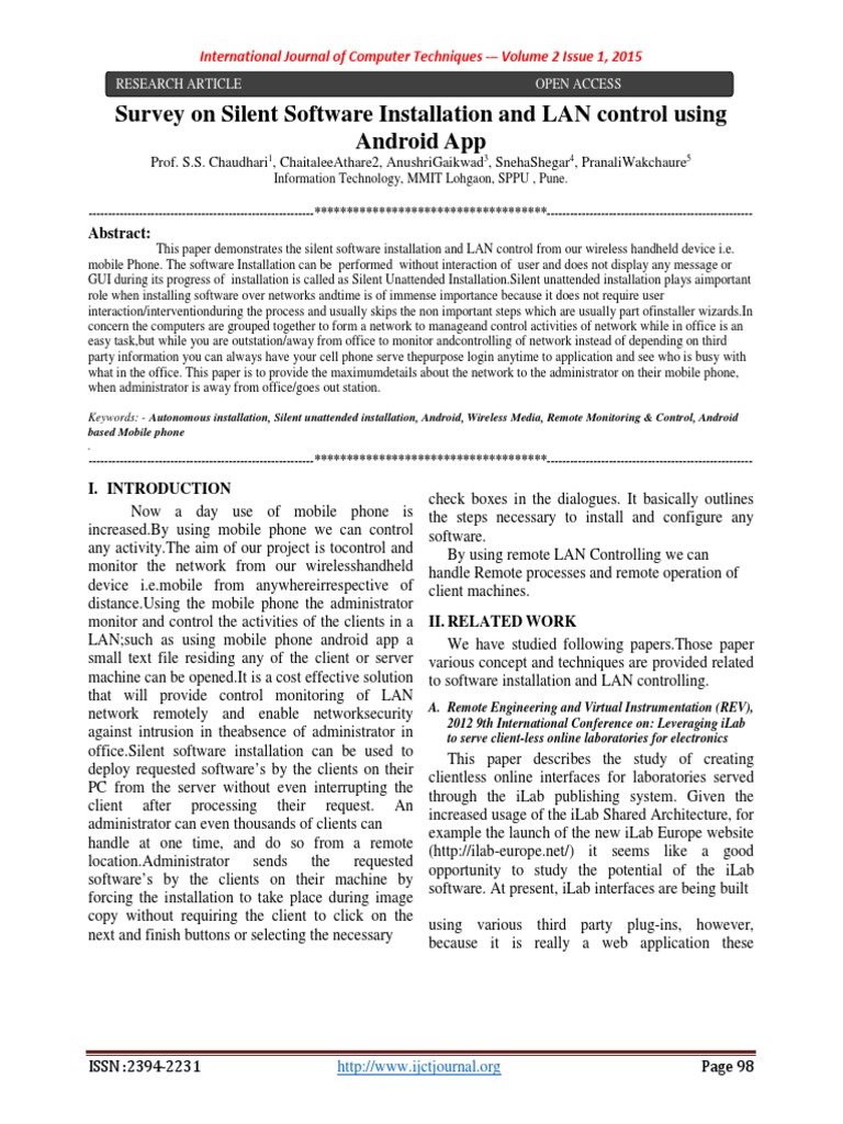 Survey On Silent Software Installation and LAN Control Using Android ...
