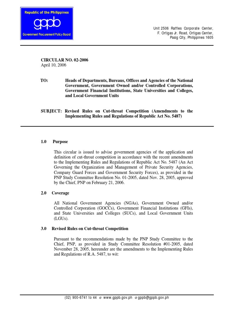 Revised Rules on Cut-throat Competition | PDF | Government Procurement ...