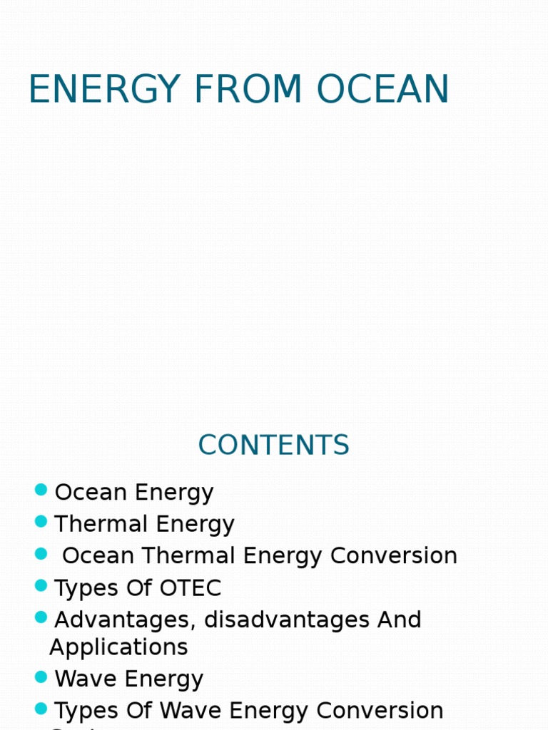 Energy From Ocean | PDF | Solar Energy | Water