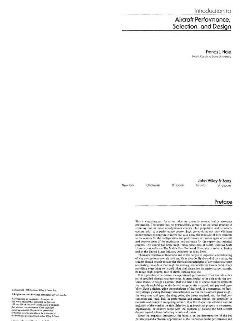 Francis J. Hale - Introduction To Aircraft Performance PDF | PDF ...