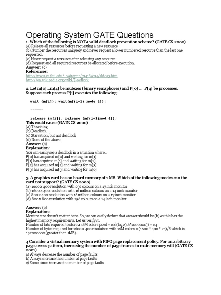 Gate Questions Pdf Scheduling Computing Thread Computing 3516