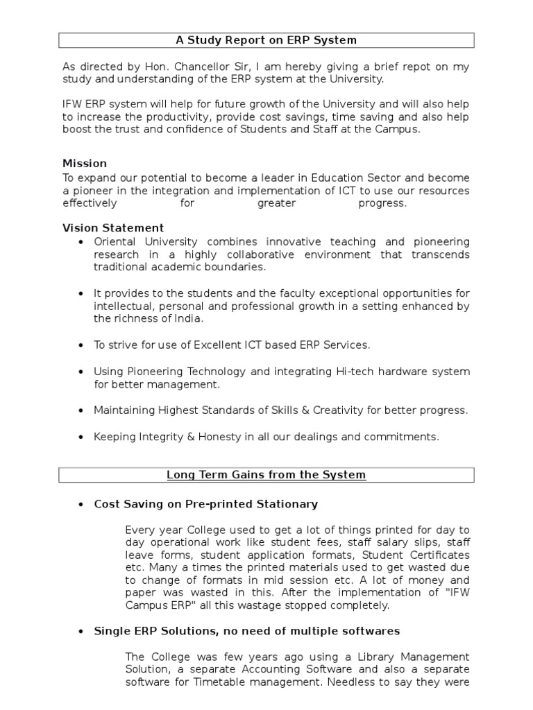 ERP Note | PDF | Enterprise Resource Planning | Educational Technology