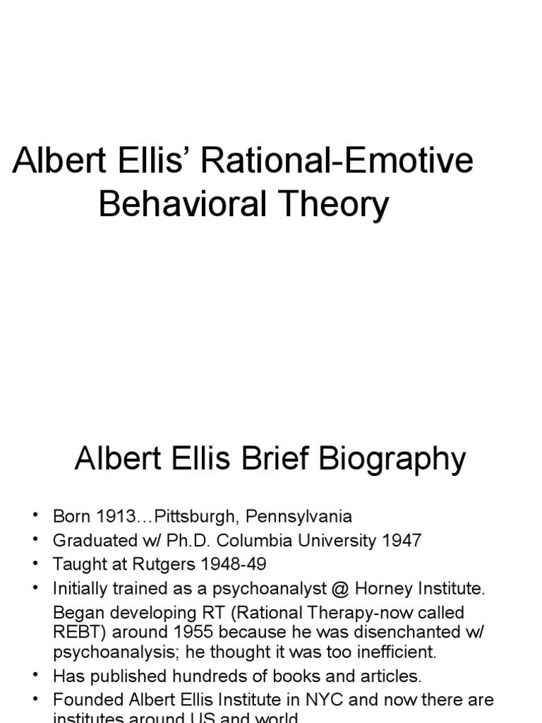 Overview of REBT by Albert Ellis | PDF | Rational Emotive Behavior ...
