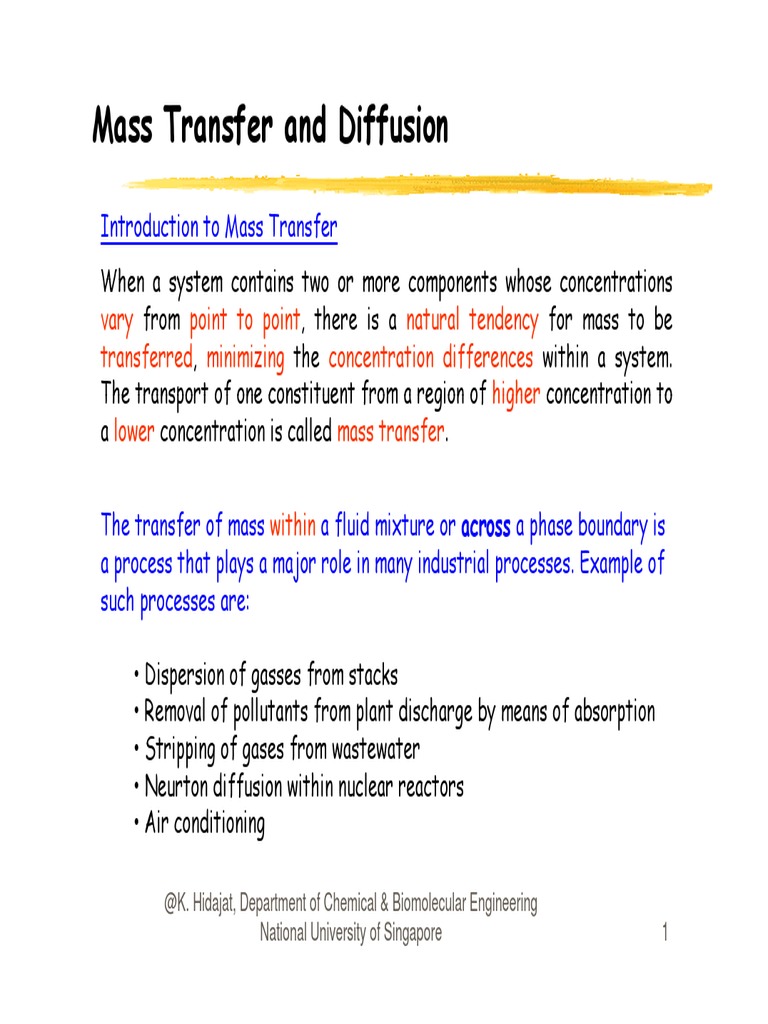 Mass Transfer (Topic 2) | Diffusion | Mass Transfer