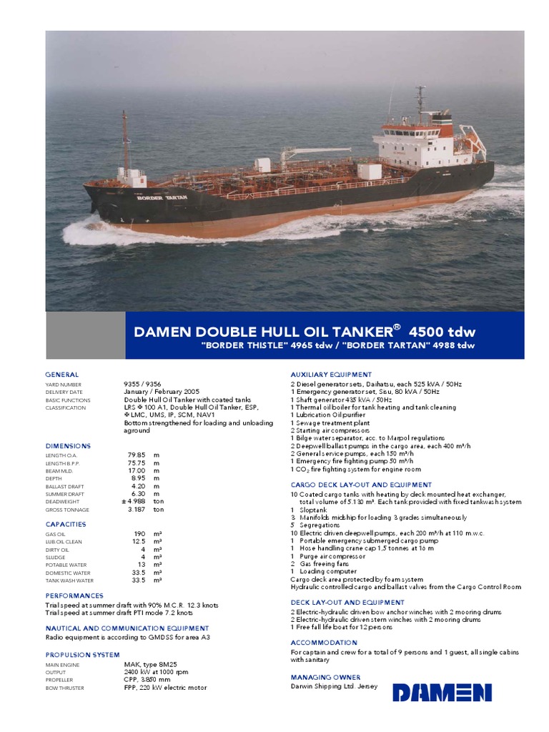Double Hull Oil Tanker 4500 Border Tartan | PDF | Oil Tanker | Water ...