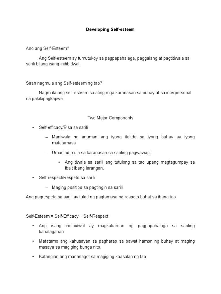 Developing Self-Esteem Soft | PDF