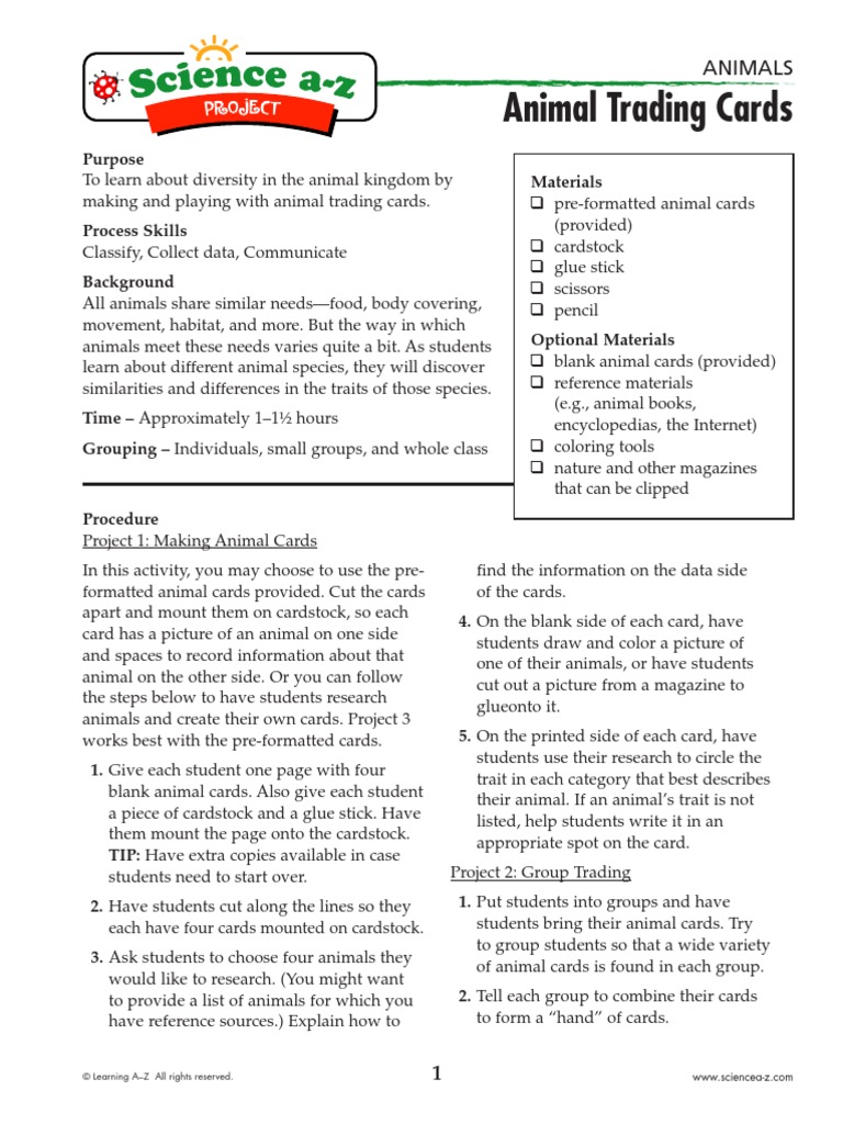 Animalsk-2 Proc Activ Animal Trading Cards | PDF | Skin | Habitat