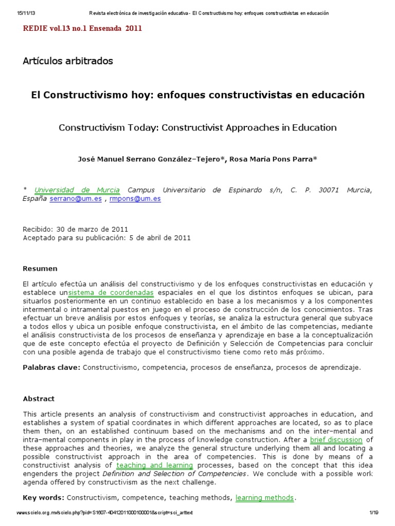 Serrano Gonzalez, Jose Manuel - Pons Parra, Rosa Maria - El Constructivismo Hoy - Enfoques ...