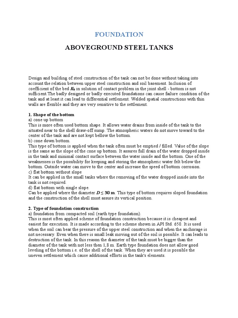 STEEL TANKS FOUNDATION DESIGN | PDF | Reinforced Concrete | Concrete