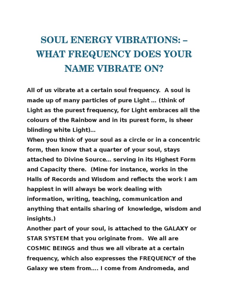 The Vibrational Frequency of Your Soul: Understanding How Your Name ...