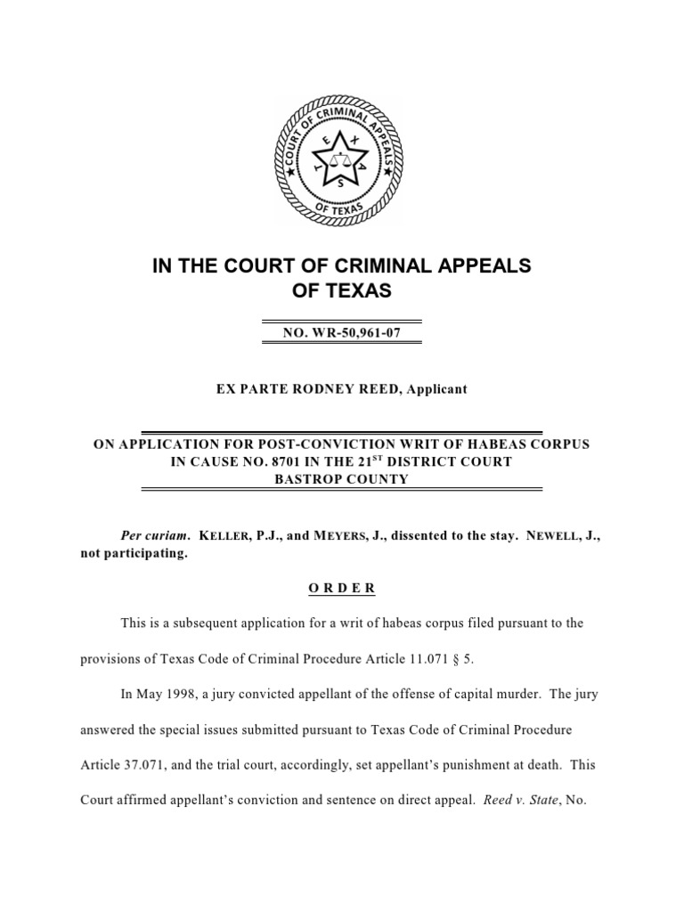 Reed Stay Order | PDF | Actual Innocence | Supreme Court Of The United ...