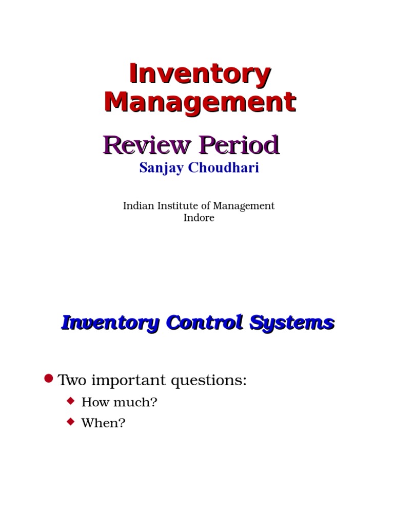 06 Inventory Management ROP | PDF | Inventory | Production And ...